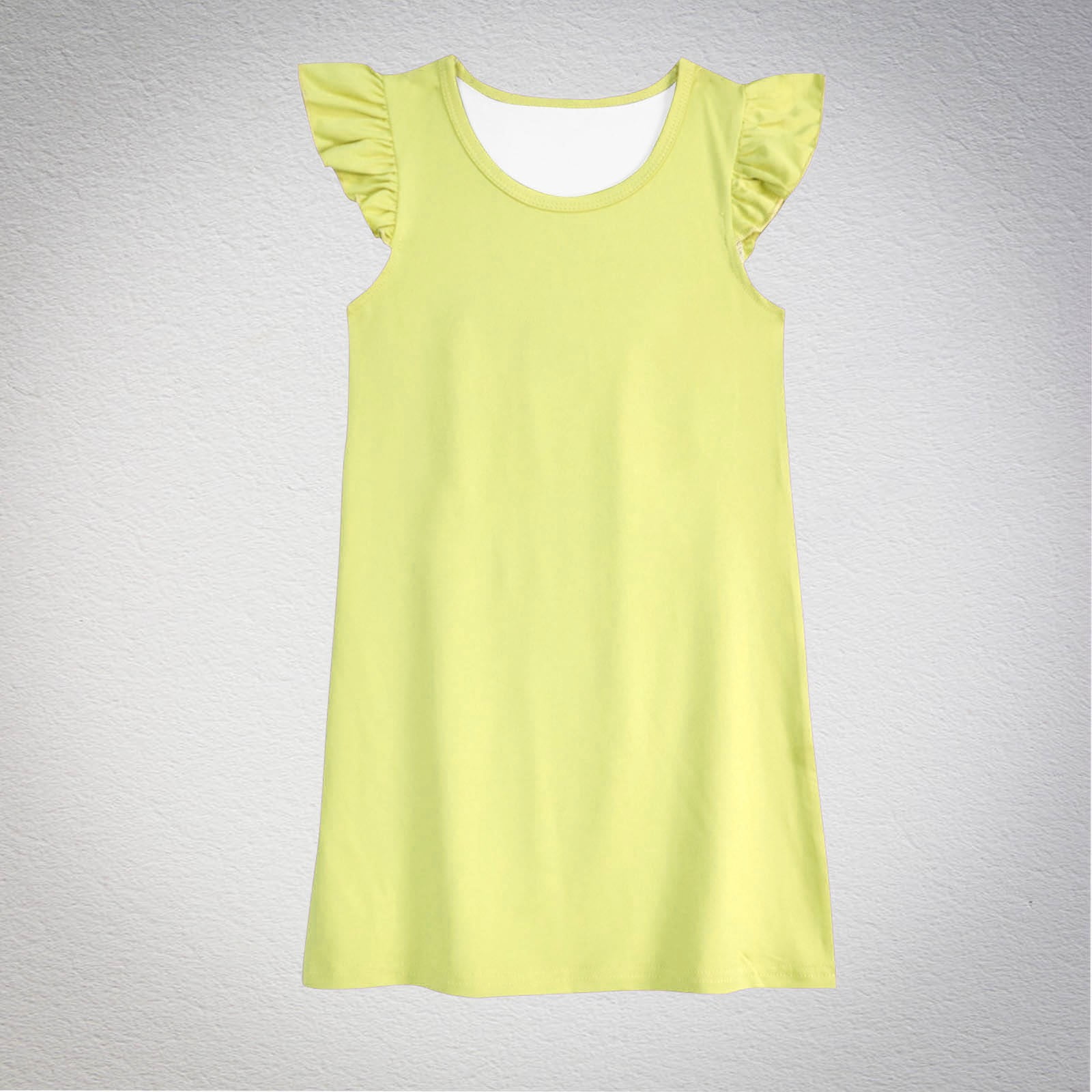 Baby Summer Girl's Cute Solid Round Neck Flying Sleeve Dress Dress Girl ...