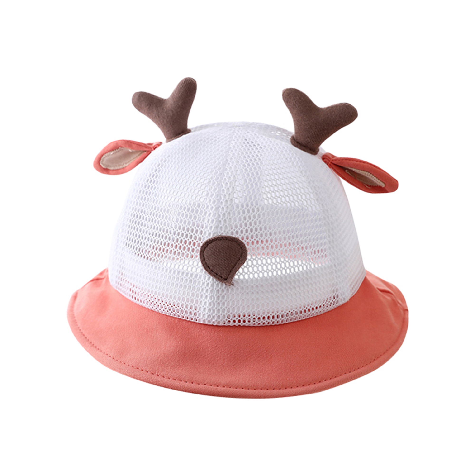 Baby Sun Hat, Cartoon Antlers Wide Brim Mesh Hat Newborn Bucket Hat ...