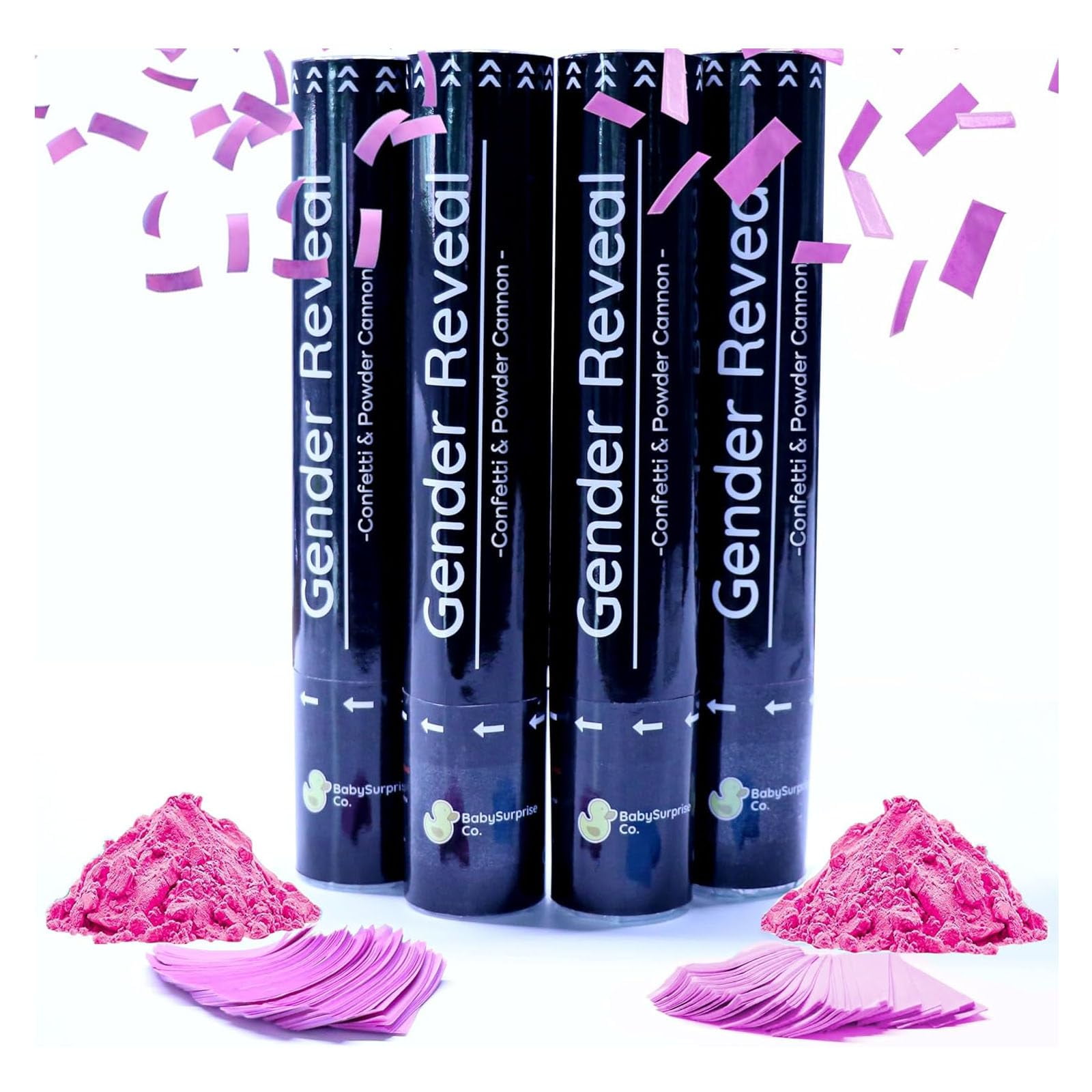 Baby Surprise Co. Gender Reveal Confetti Cannon 4 Pink Powder Smoke ...