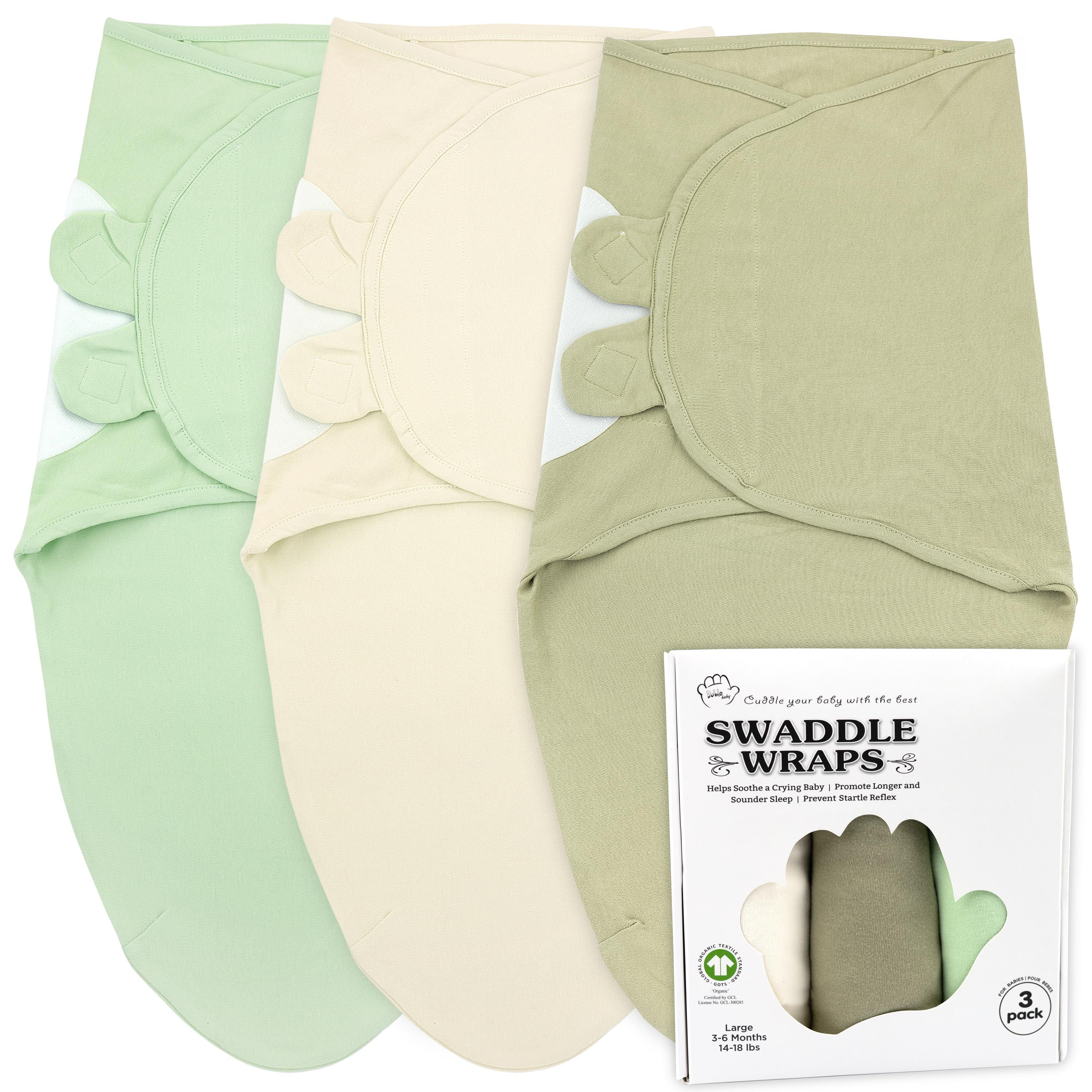 Baby Swaddle Blanket Wrap, 3-Pack Organic Newborn Swaddle Sack, Baby ...