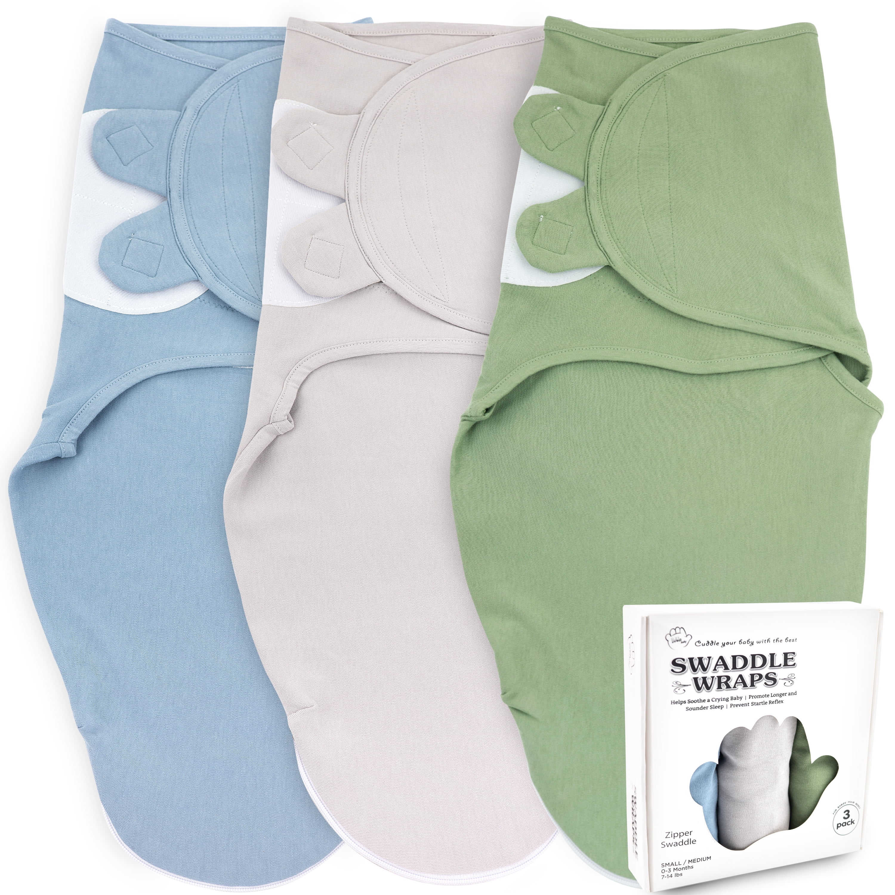 Baby Swaddle Wrap, Easy Change Baby Zipper Blanket Swaddles, 3-Pack ...
