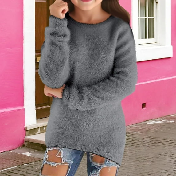 Baby Sweaters Long Sleeve Dark Gray Pullover Top Baby Girl Warm Winter ...
