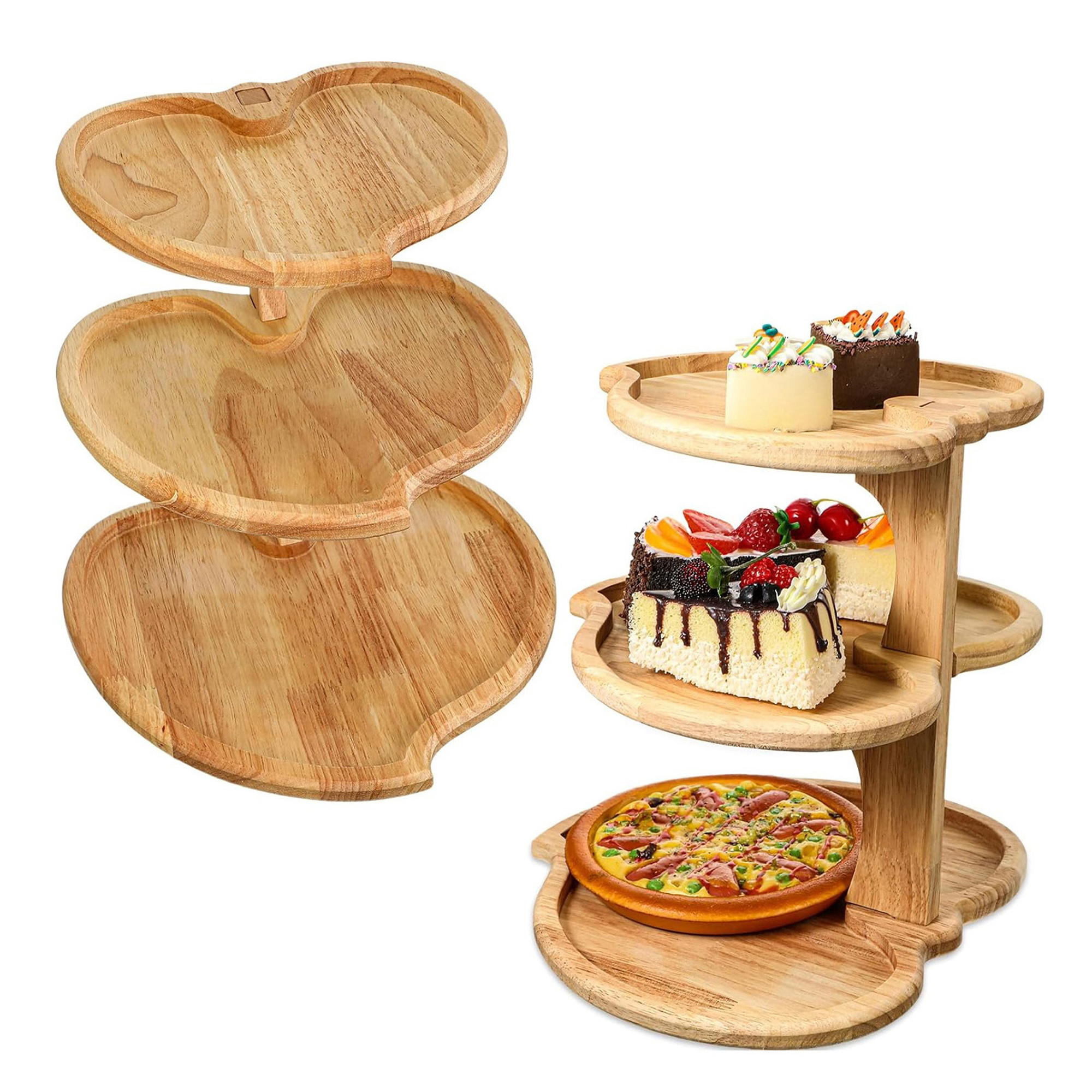 Baby Sweetie 3 Tier Serving Tray Platter Heart Shape Tiered Wooden Food ...