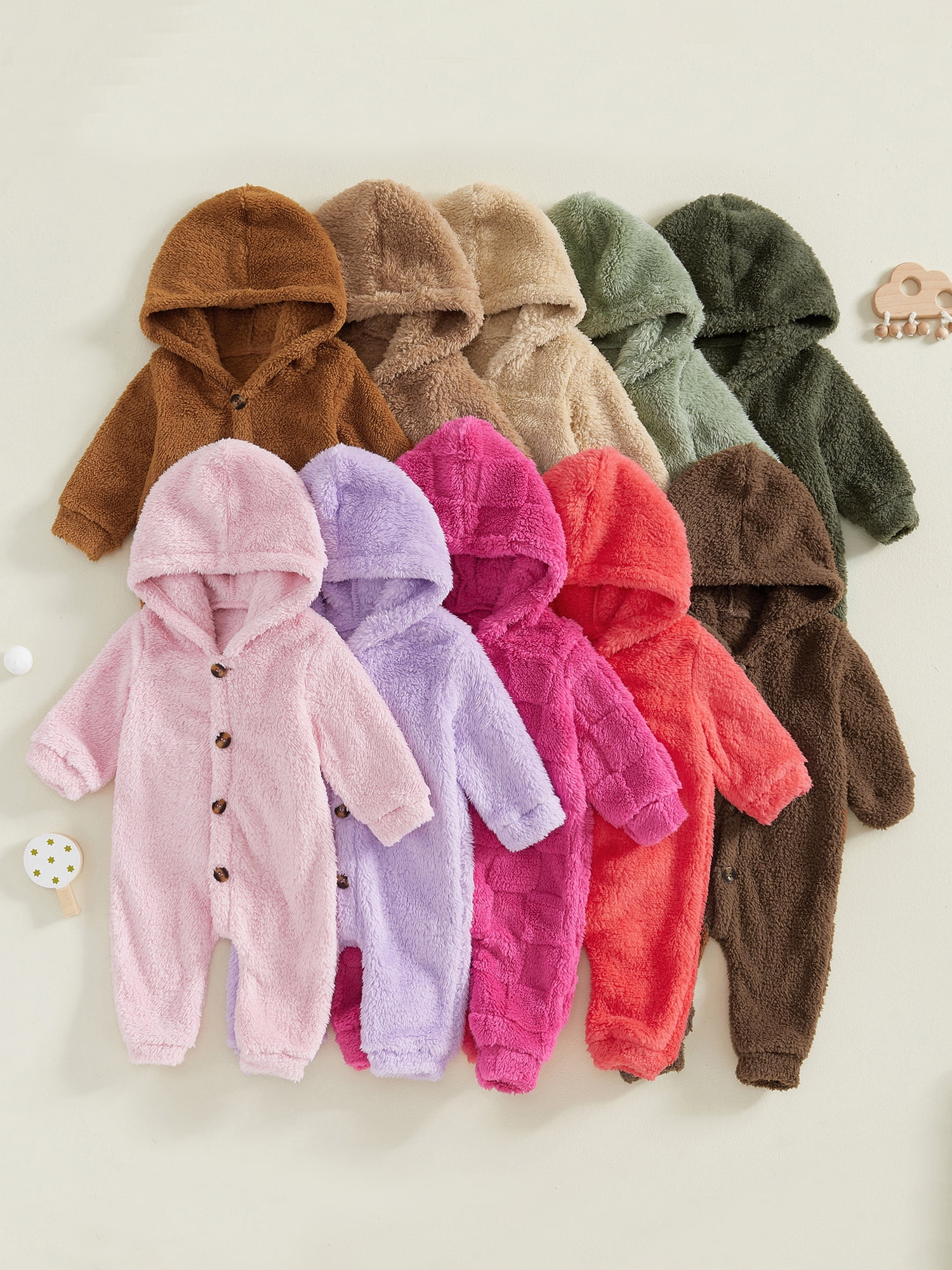 Baby Sweetie Baby Girl Boy Fleece Jumpsuit Long Sleeve Full Length ...