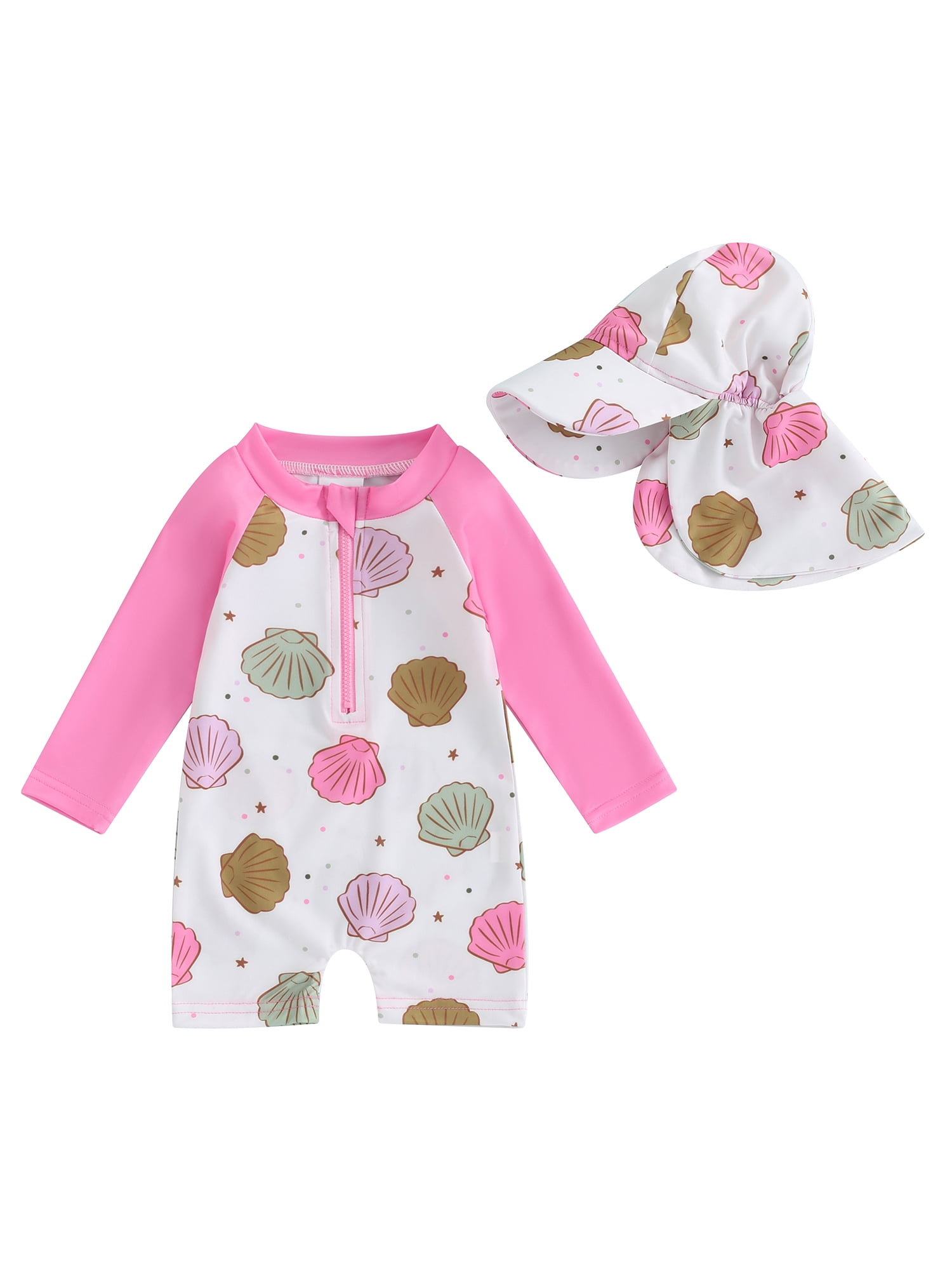 Baby Sweetie Baby Girl Swimsuit Sets One Piece Rash Guard Long Sleeves ...