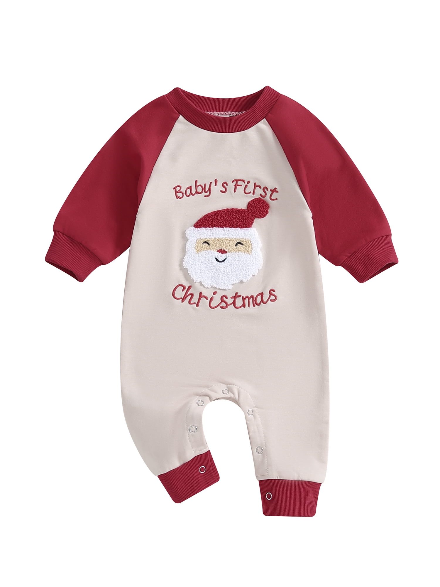 Baby Sweetie Baby Girls Boys Christmas Sweatshirts Long Sleeve Santa Embroidered Rompers Fall ...