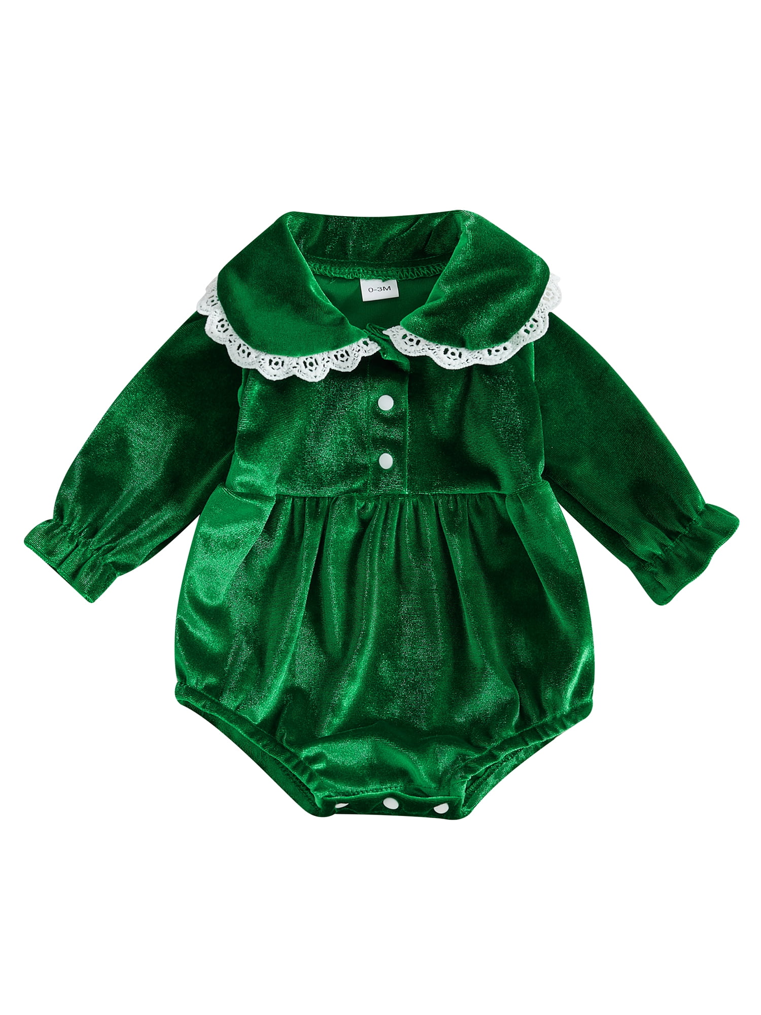 Baby Sweetie Baby Girls Christmas Clothes Romper Long Sleeve Lapel Lace ...
