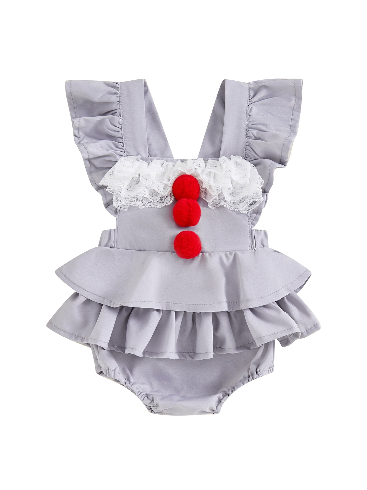 Baby Sweetie Baby Girls Rompers Dress Summer Clothes Red Bobbles Lace ...