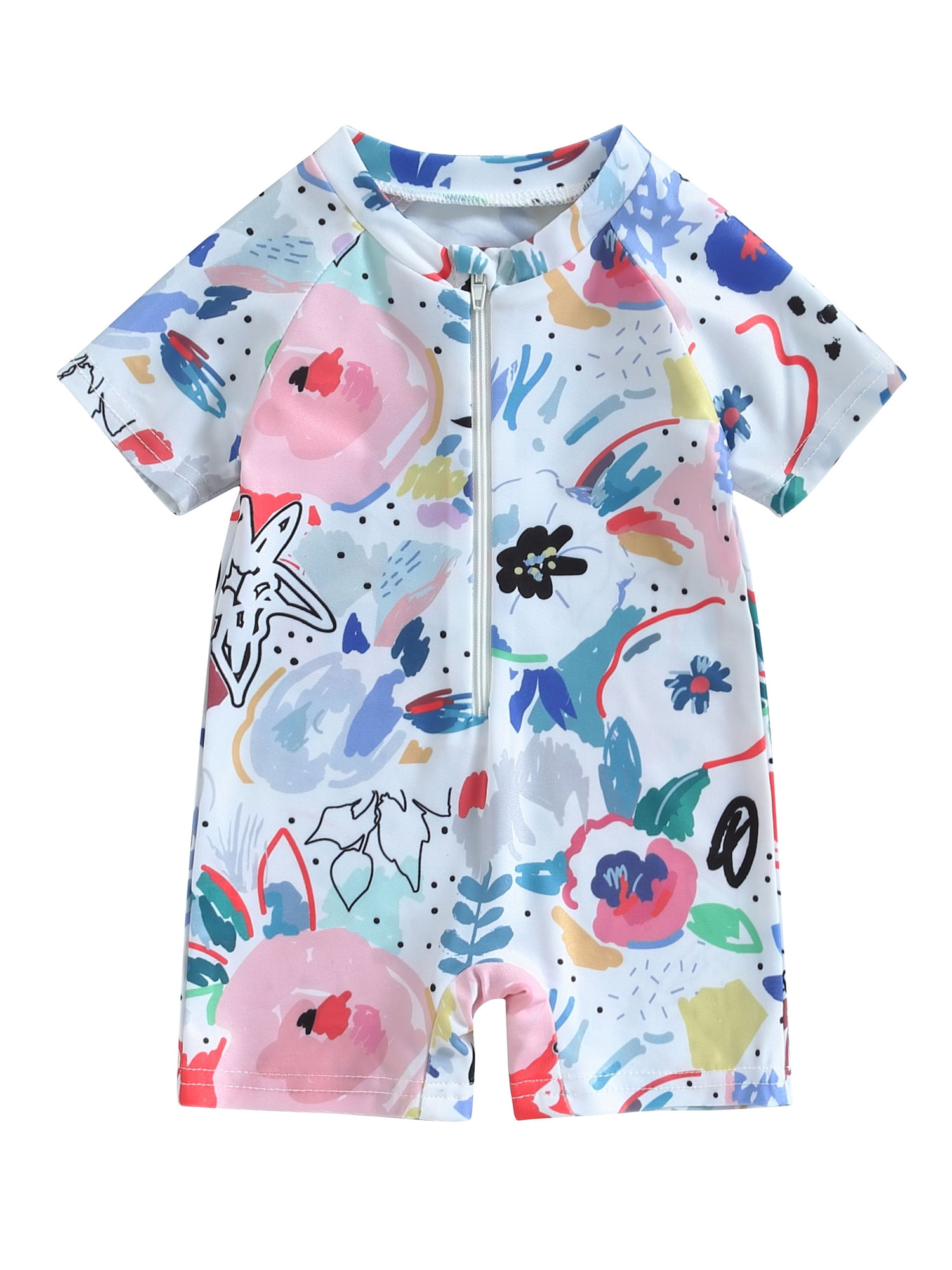 Baby Sweetie Infant Girls Boys Watercolour Print Swimsuit Short Sleeve ...