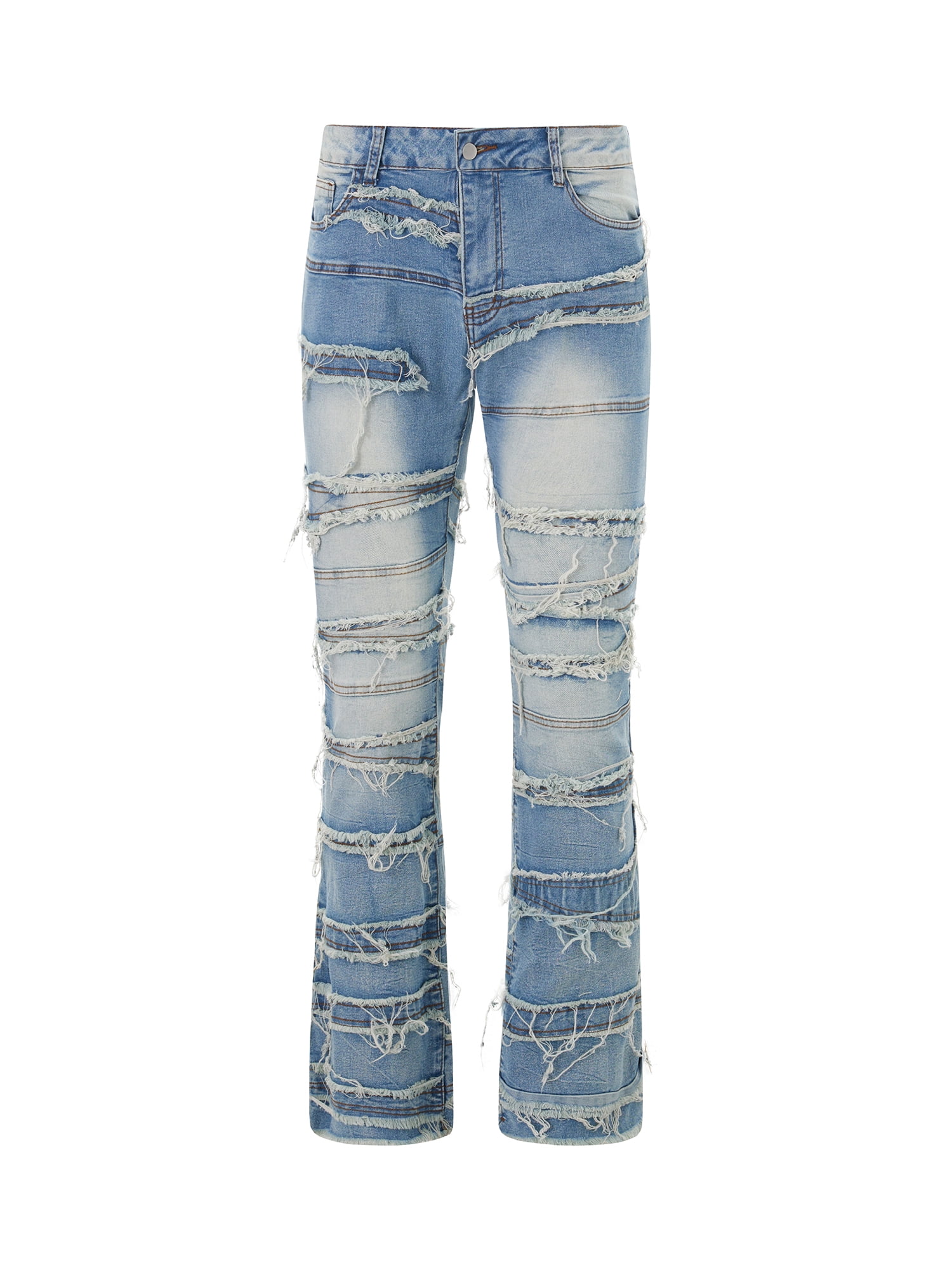 Baby Sweetie Men's Denim Pull-On Jeans Tiered Raw Trim Pockets Straight ...