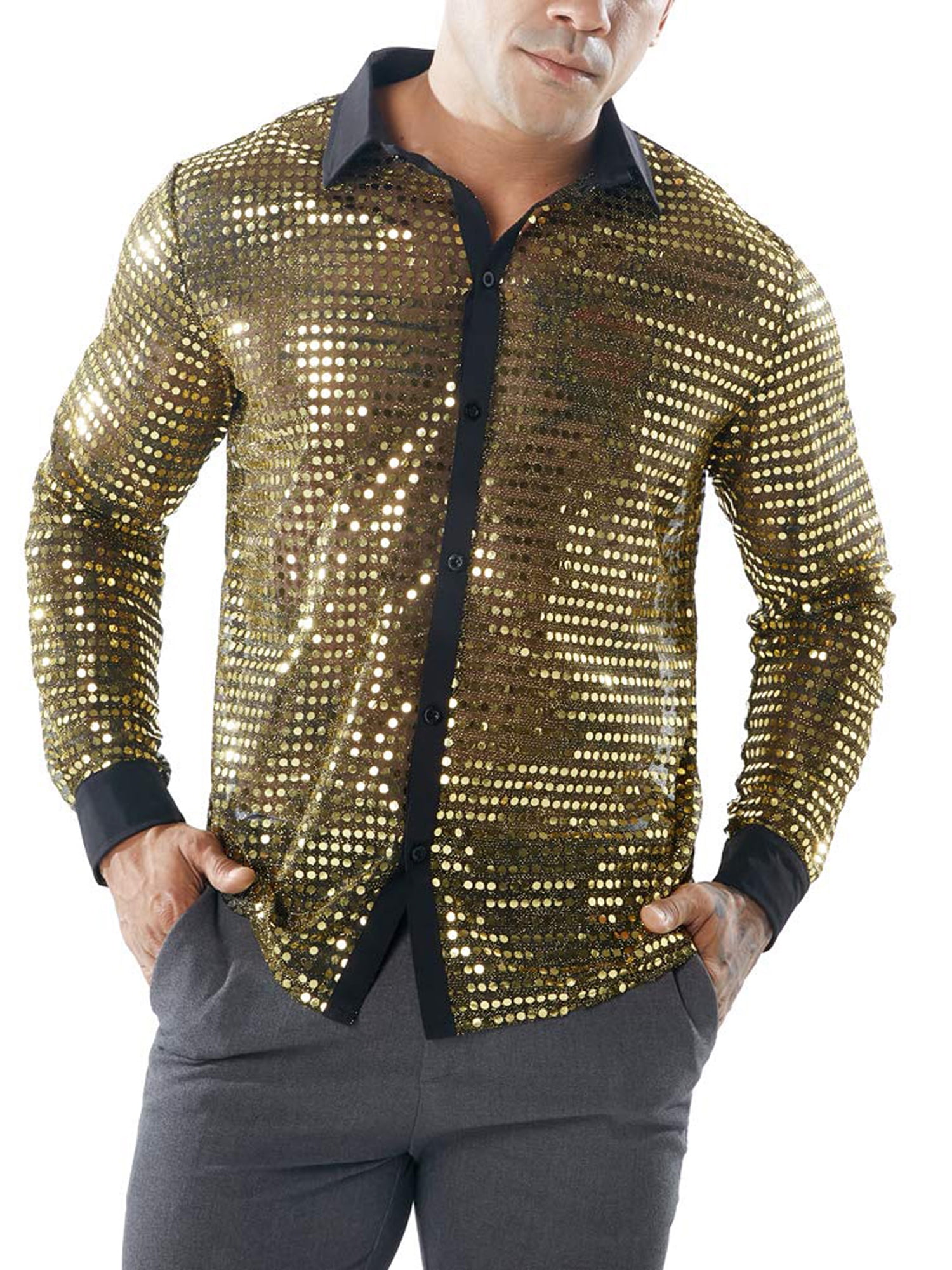 Baby Sweetie Men's Disco Shirt 70s Shirts Long Sleeve Turn Down Vintage ...