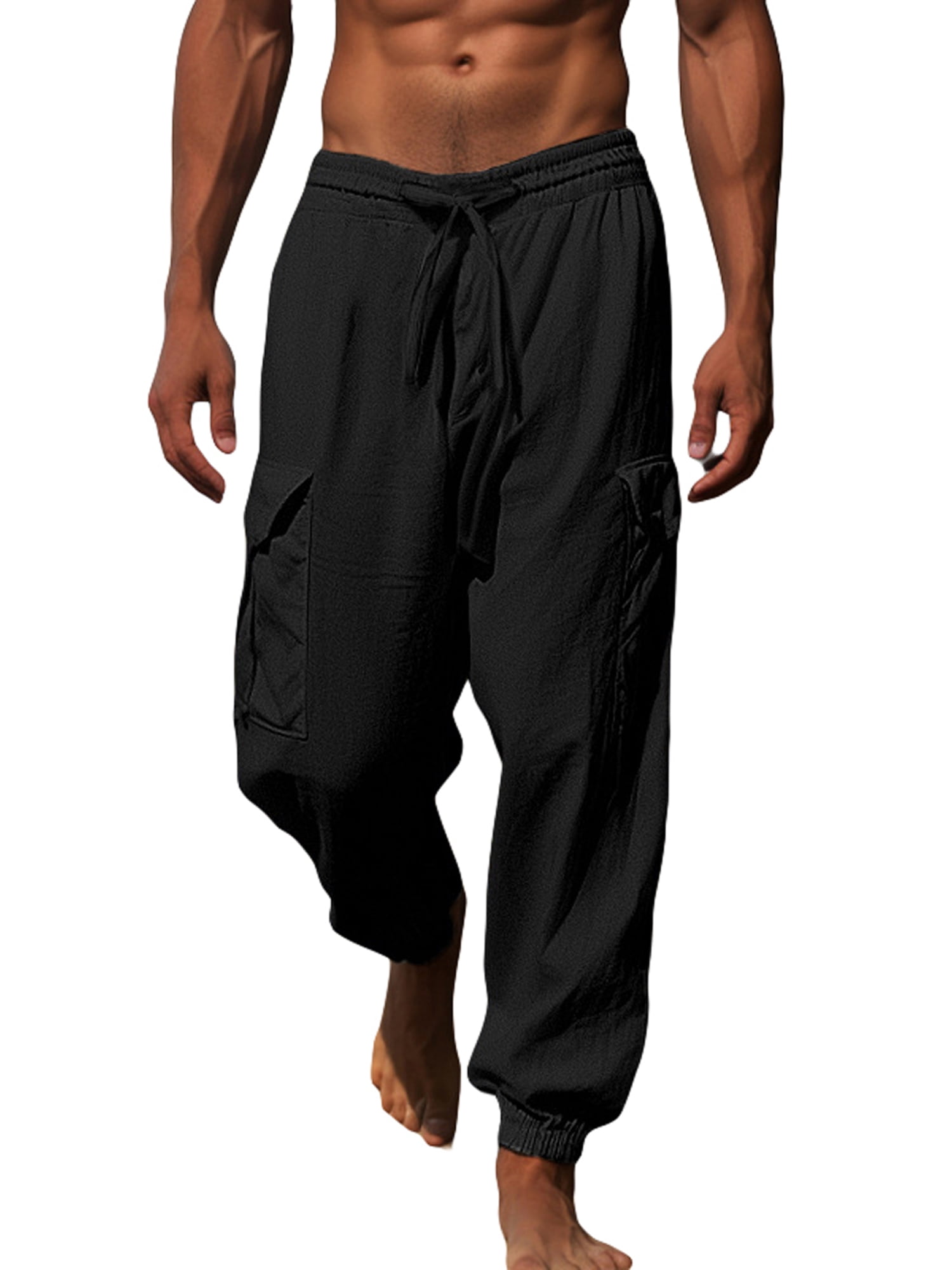 Baby Sweetie Mens Casual Cargo Pants Joggers Elastic Waist Stretch ...