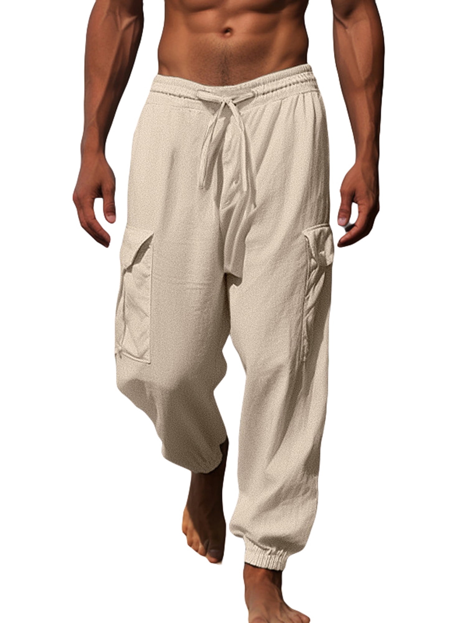 Baby Sweetie Mens Casual Cargo Pants Joggers Elastic Waist Stretch ...