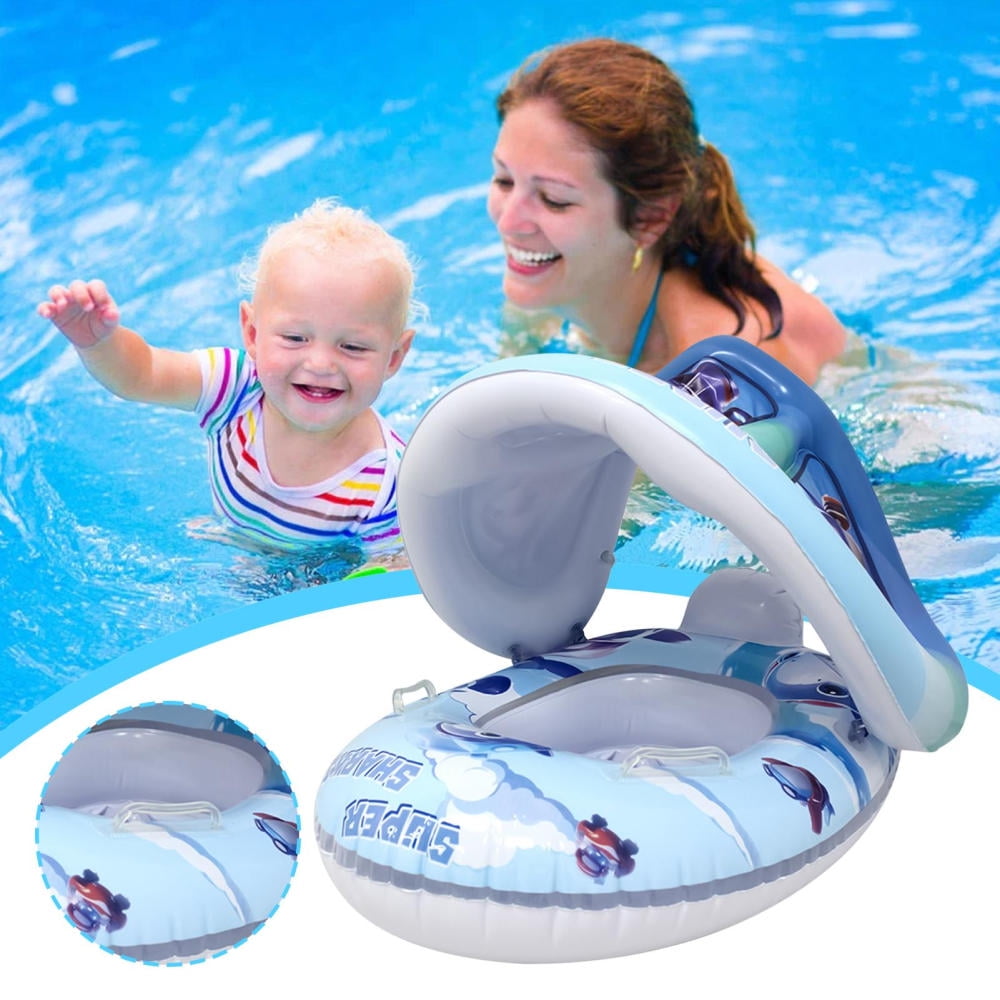 Baby Swim Float Baby Floatie with Canopy Safety Seat Floating Sunshade ...