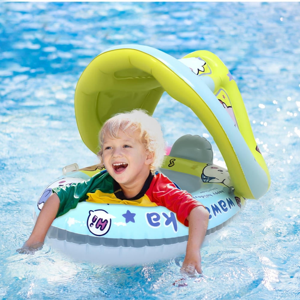 Baby Swim Float Baby Floatie with Canopy Safety Seat Floating Sunshade ...