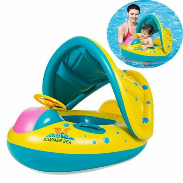 Baby Swimming Float Inflatable Baby Pool Float Ring with Sun Canopy for ...