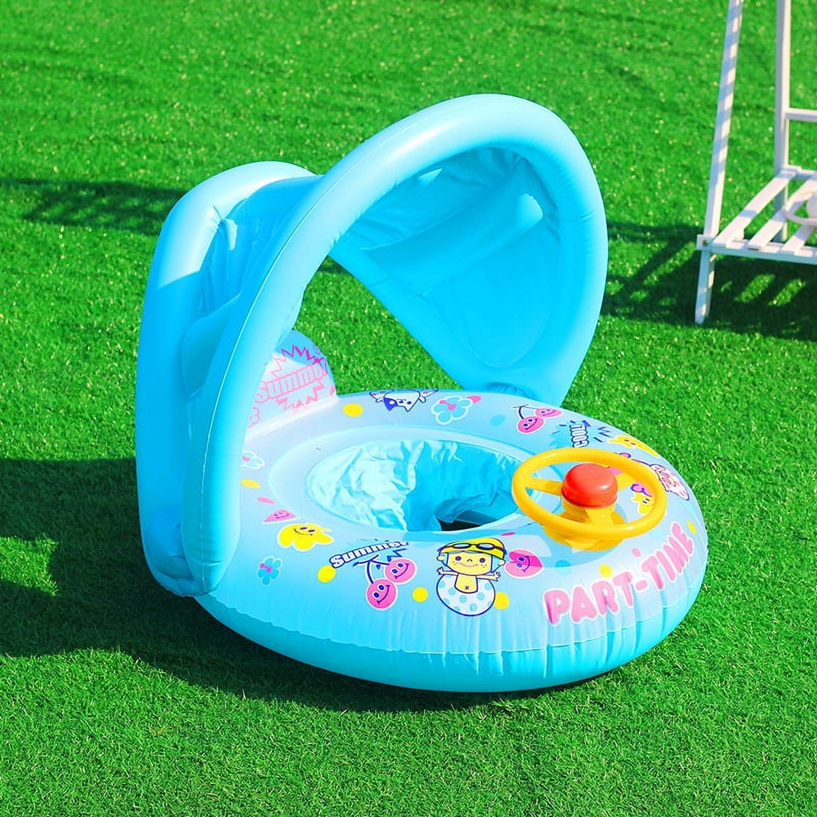 Baby Swimming Float with Sun Canopy Over，Baby Floats for Pool Add Tail ...
