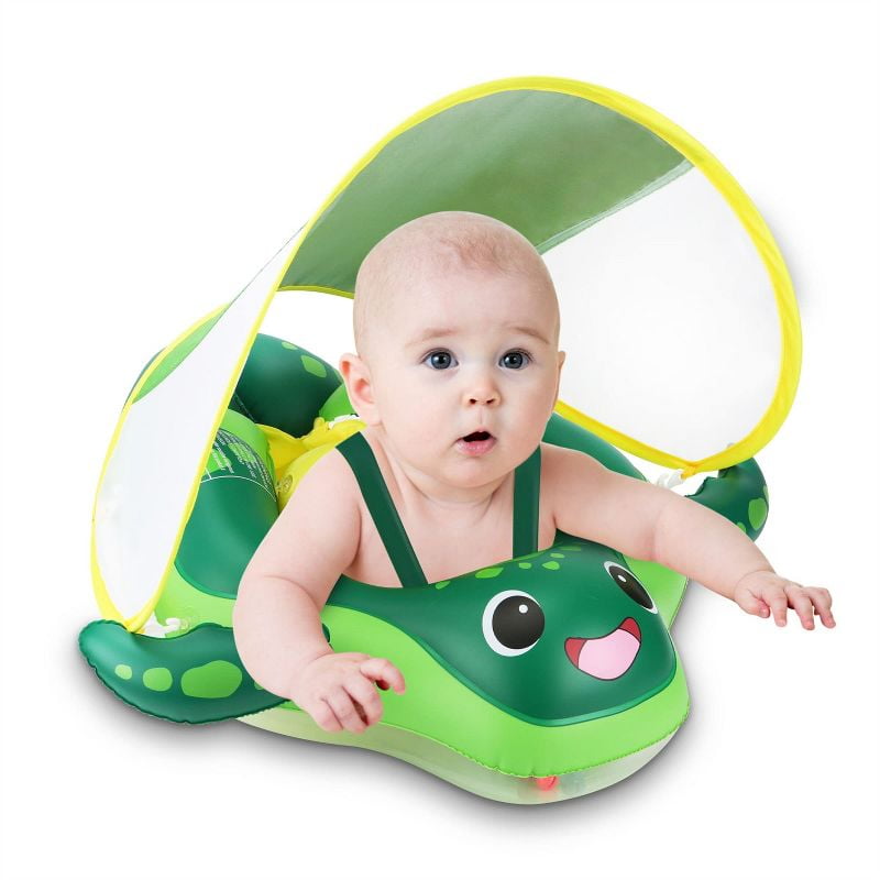 Baby Swimming Floats, Adorable Sea Turtle Baby Pool Float with Sunshade ...