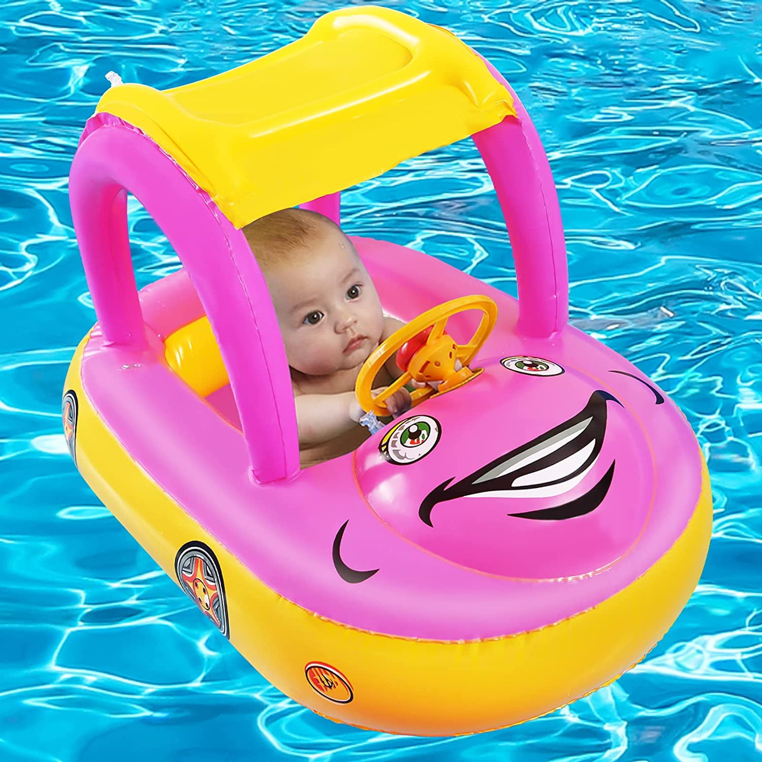 Inflatable Baby Pool Float with UPF 50+ Canopy, Swim Seat for Toddlers ...