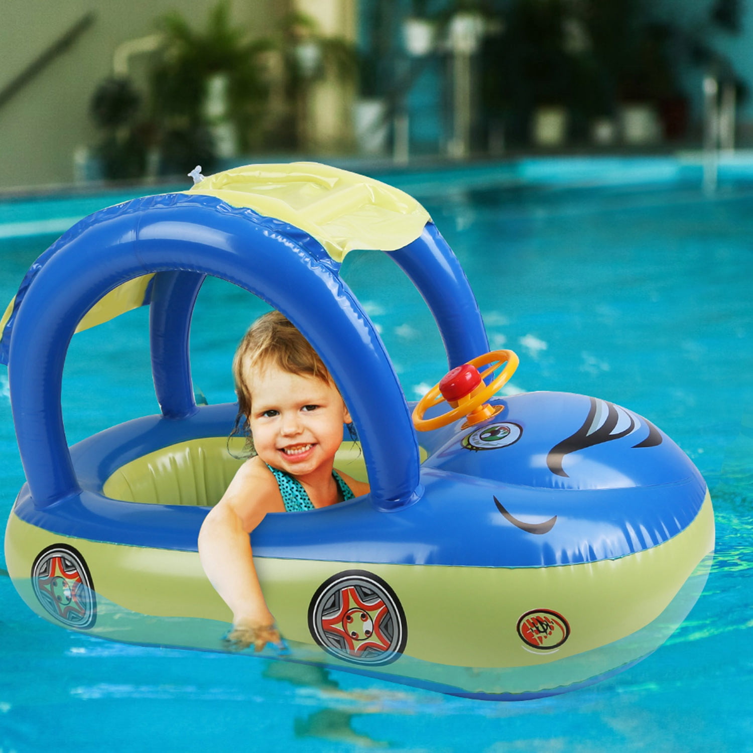 Baby Swimming Pool Float iMounTEK Car Shaped Swim Float Boat with Sun ...