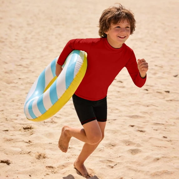 Baby Swimsuit Boy Size 11-12Y Kids Solid Long Sleeve Crewneck Swim Rash ...