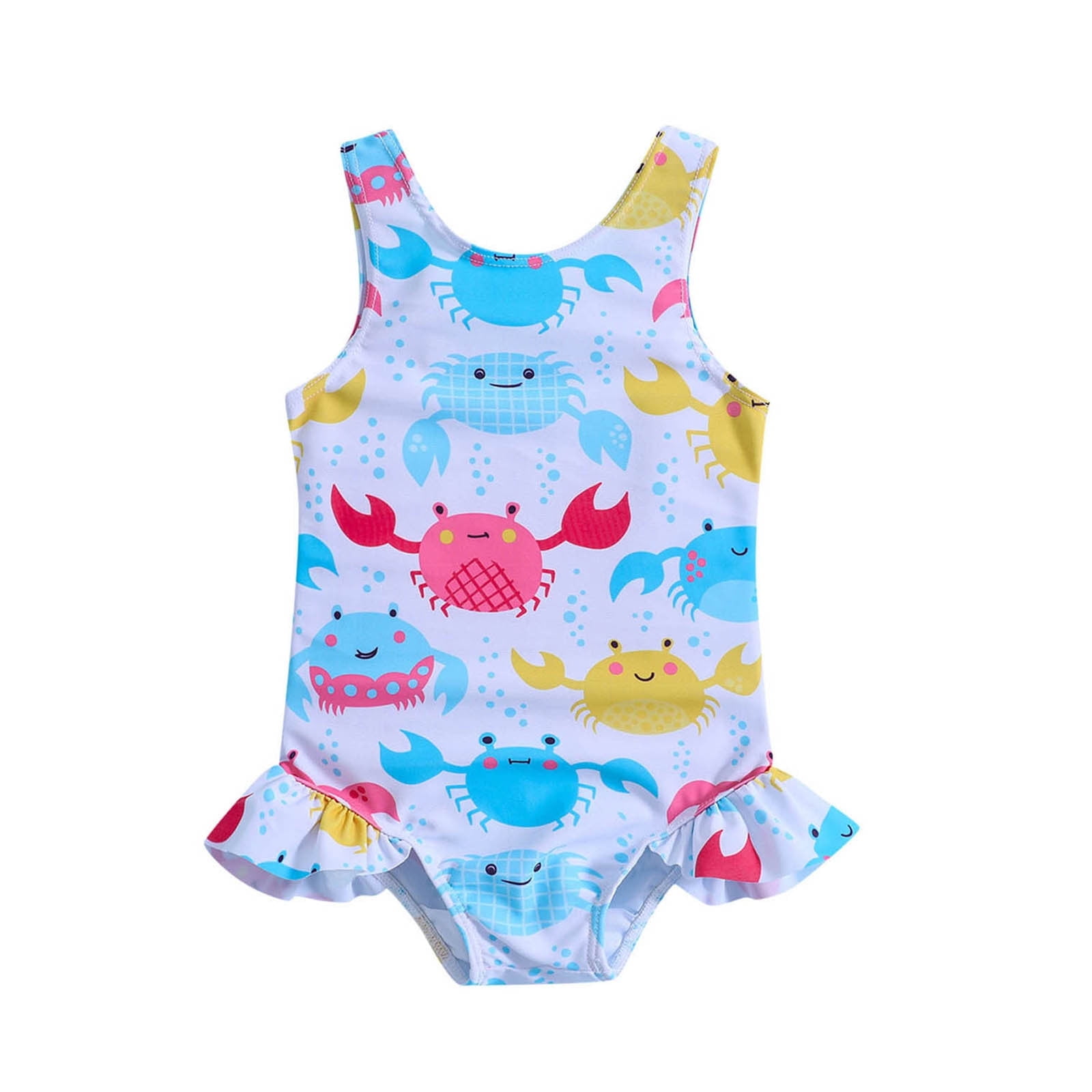 Baby Swimsuit Girl 18-24 Months Sleeveless Summer Ruffles Cartoon ...