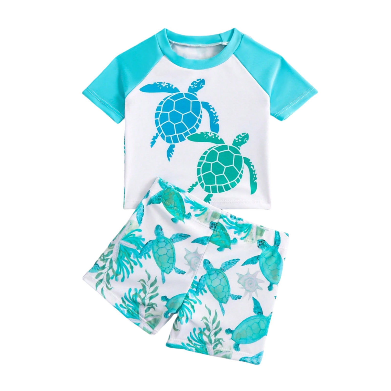 Baby Swimsuit Toddler Kids Boys Turtle Print Short Sleeve Swimsuit ...