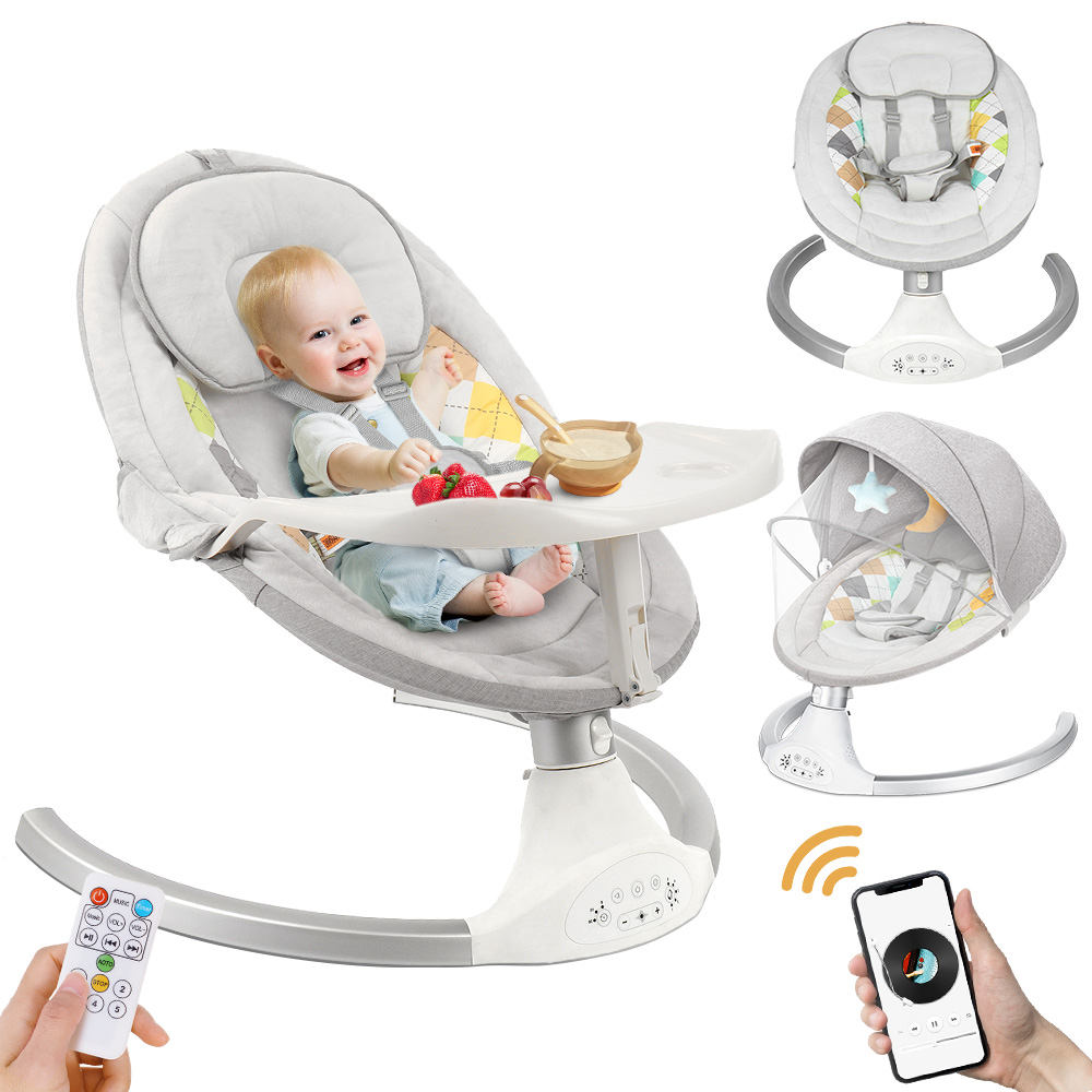 Baby Swing Chair for Infants, Baby Rocker with Dinner Plate, 5 Swing ...