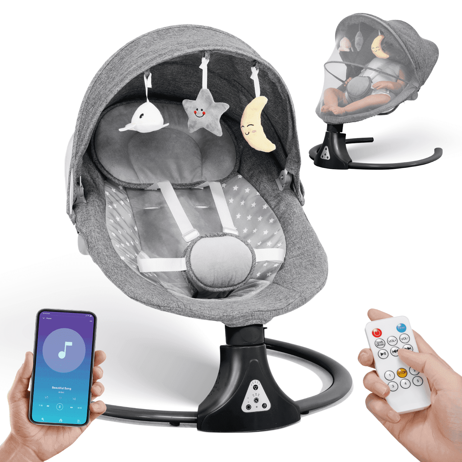 Baby Swing for Infants: Electric Baby Swing Chair with Bluetooth APP ...