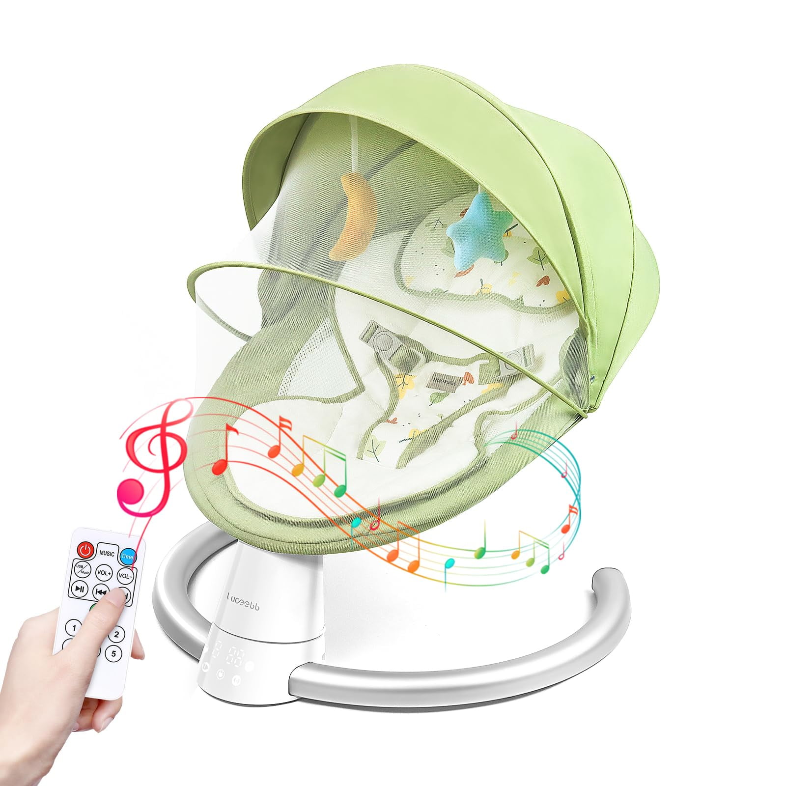 Baby Swing for Infants, Portable Electric Baby Rocker Bluetooth Support ...