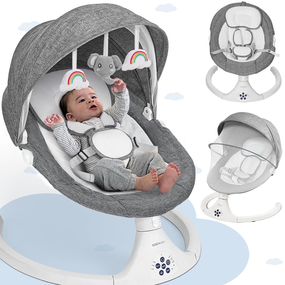 Baby Swing for Infants, Caveen Electric Bluetooth Baby Rocker, 5 Swing ...