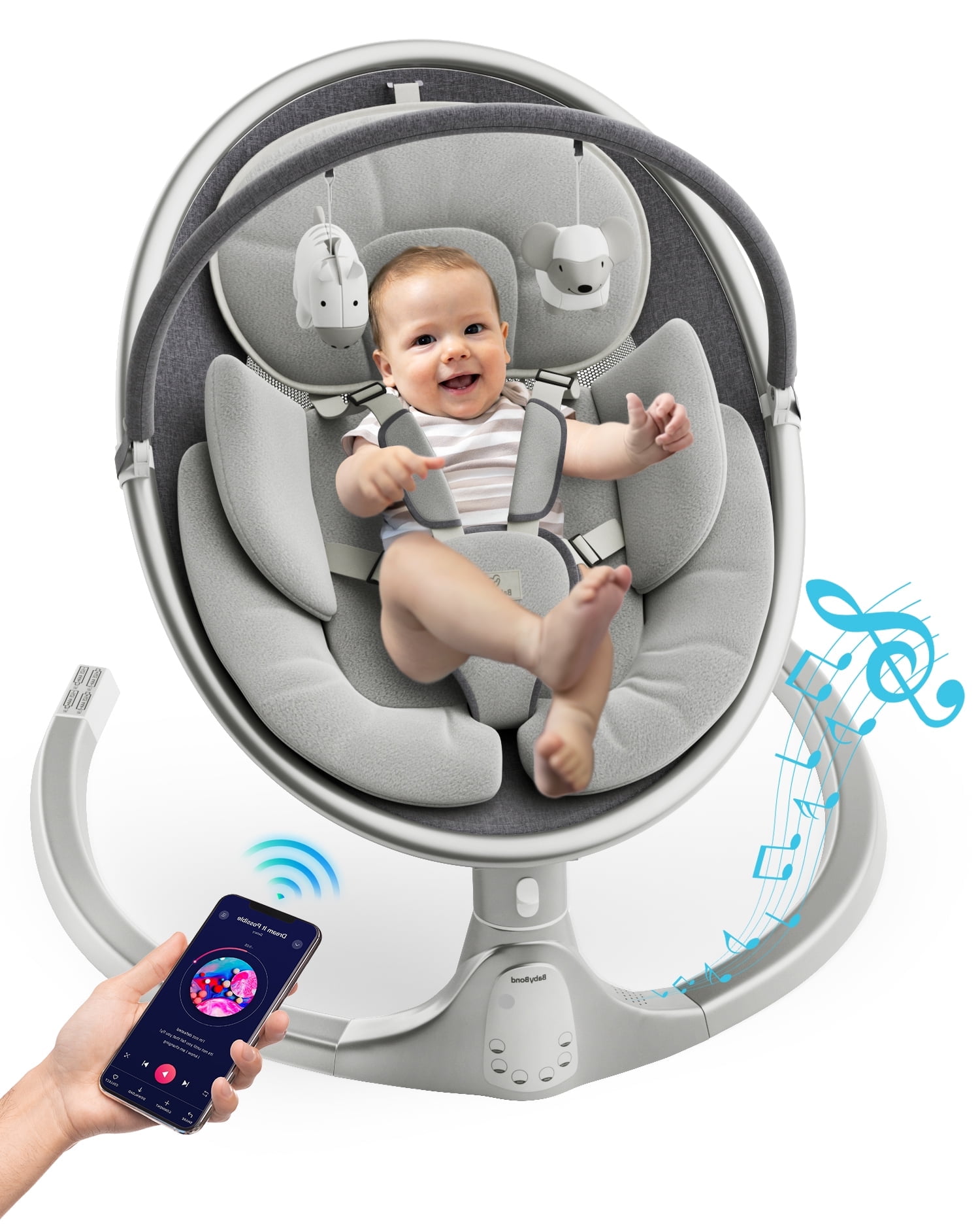 Babyomi Baby Swing, Portable Infant Rocker, Remote Control, 5 Speeds ...