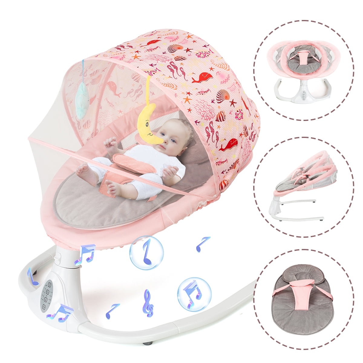 Upgrade Baby Swings for Infants Newborn, Electric Portable Baby Swing ...