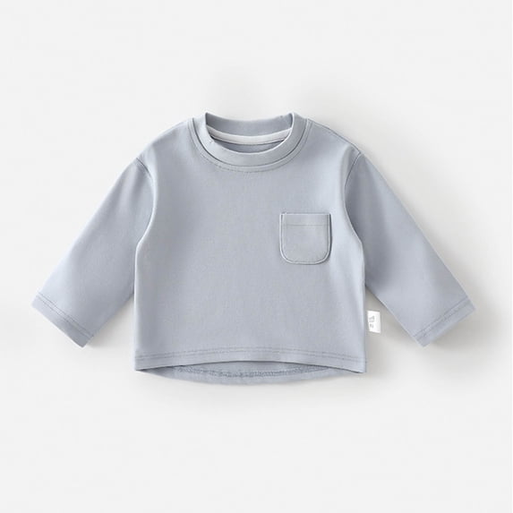 Baby T Shirts for Girls with Pocket Blue Long Sleeve Tshirt Kids ...