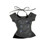 Baby Tee Y2k Women Grunge Top Emo 2000s Vintage Fake Two Piece Short ...