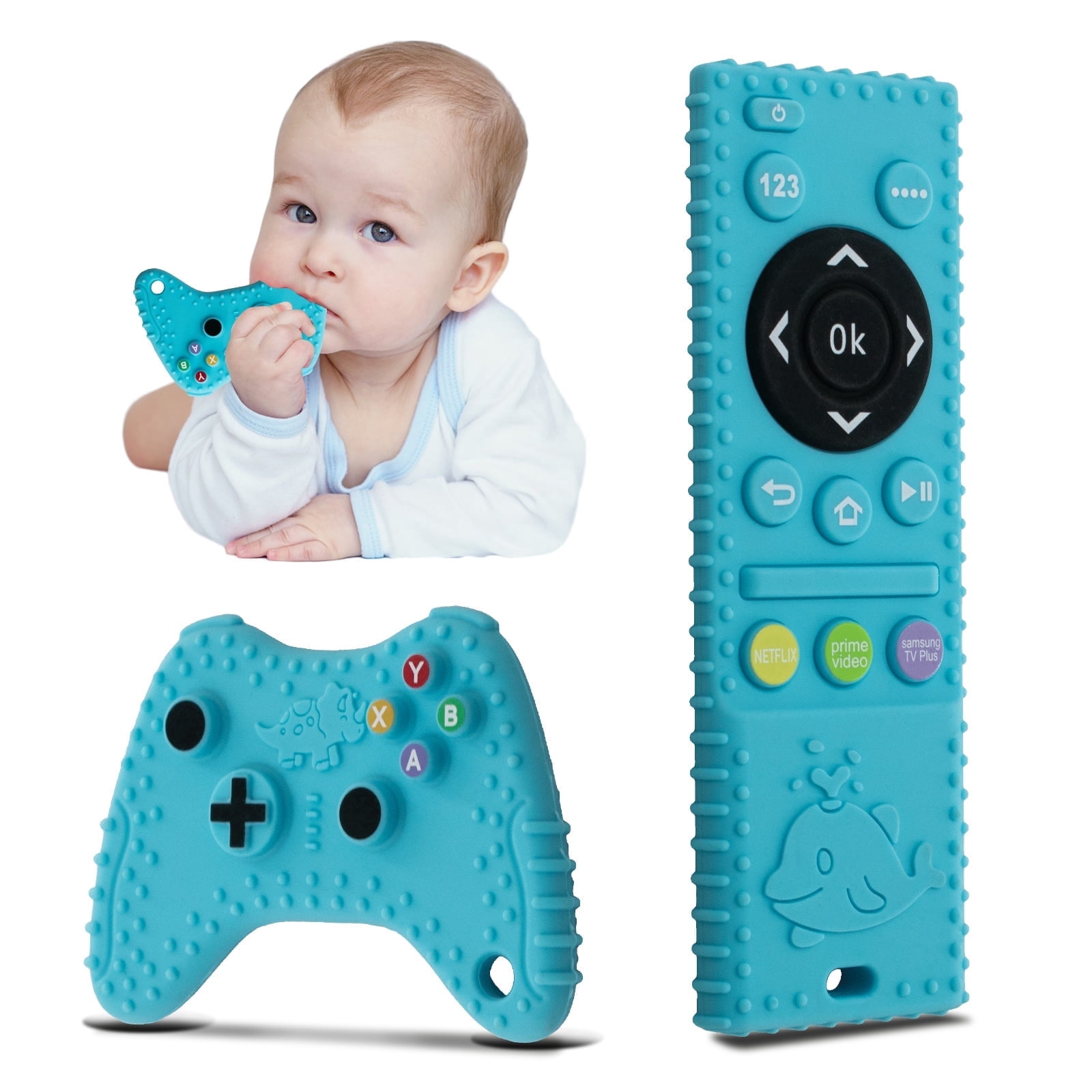 2 Piece Silicone Sensory Chew Remote Control Game Controller Teethers ...