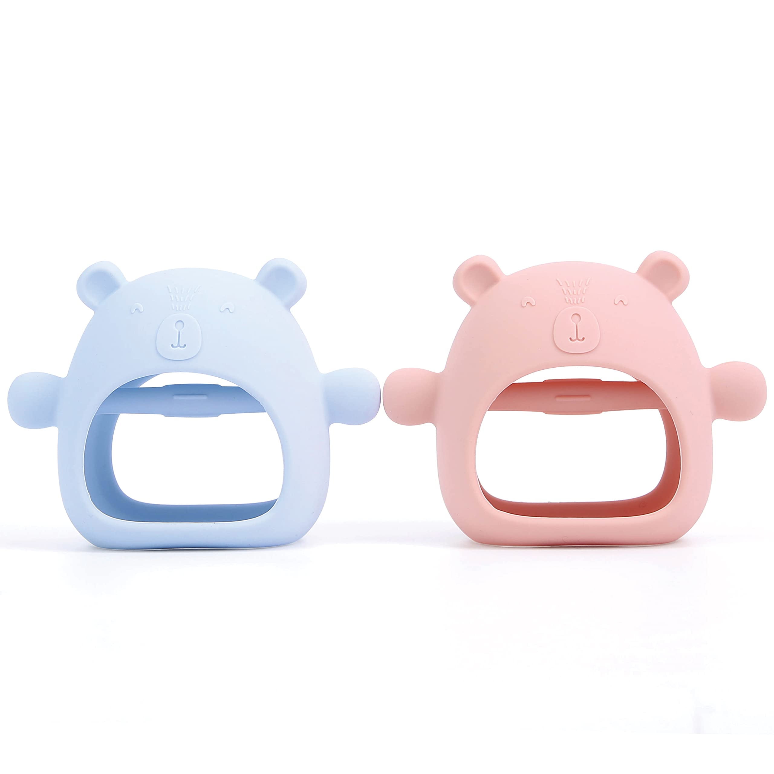2Pcs Baby Teething Toys, Silicone Teether for 3+ Months Infants ...