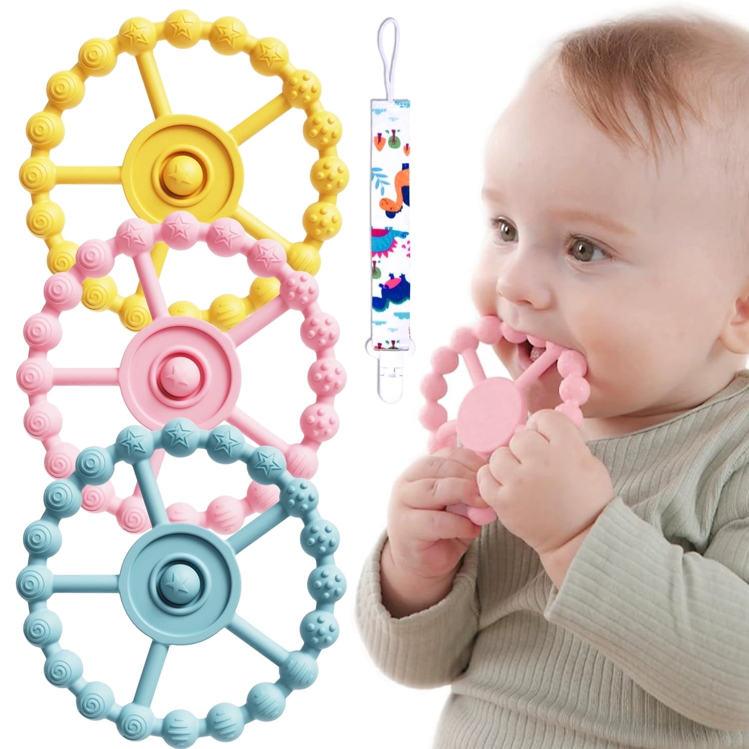 Baby Toys 0-6 Months, Sensory Chew Toy for Babies 3 6 9 Months Travel ...