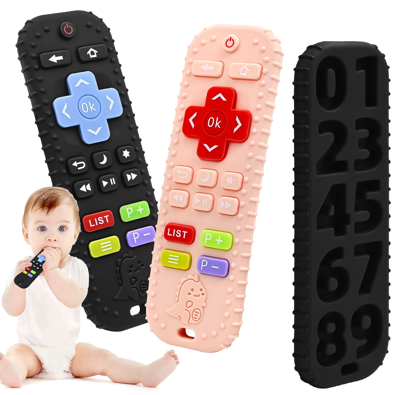AiTuiTui Baby Teething Toys for 0-18 Months Silicone Remote Control ...