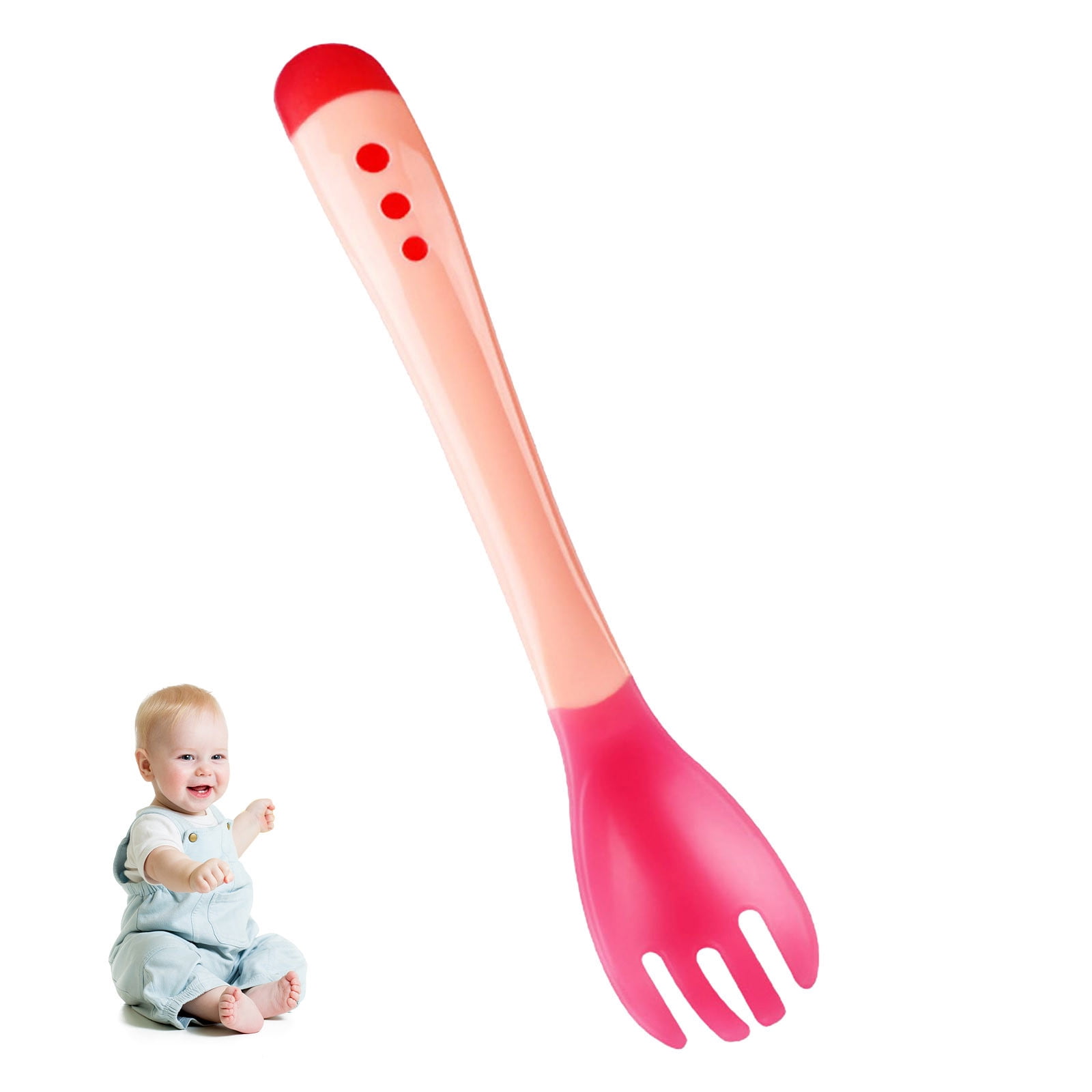 Baby Temperature Sensing Spoon and Fork Set Toddler Dinnerware Utensils ...