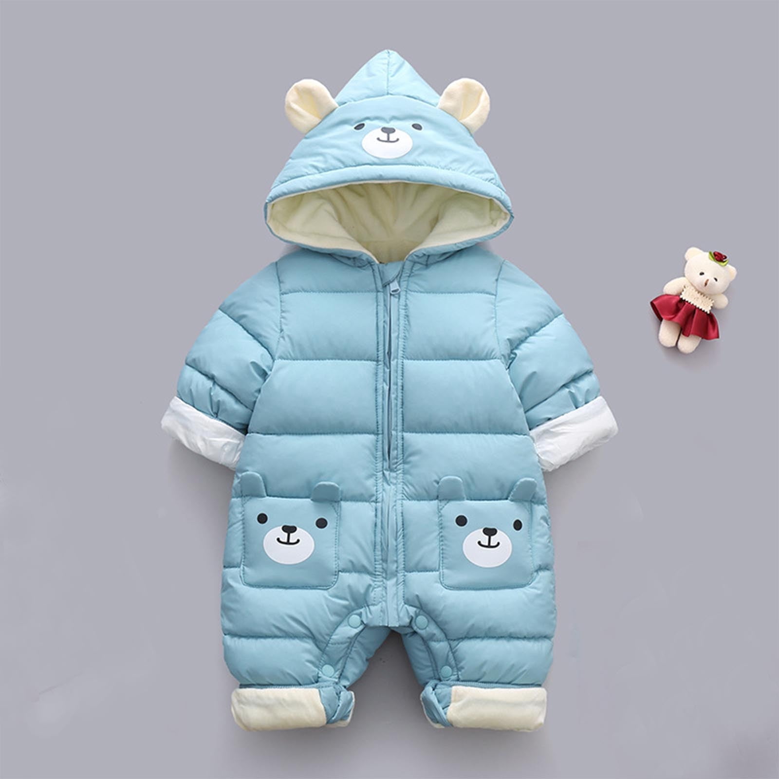 Baby Thick Winter Snowsuit with Cute Cartoon Print Hooded Waterproof ...