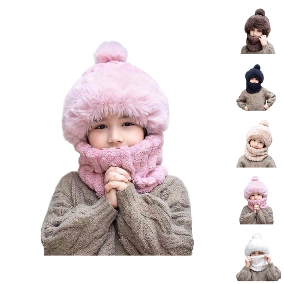 Baby Thickened Scarf Hat Integrated Set - Warm Ear Protection Hooded ...