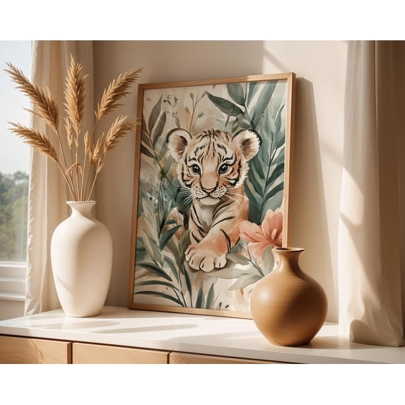 Baby Tiger Art Print, Safari Animal Wall Decor, Unframed Paper Poster ...