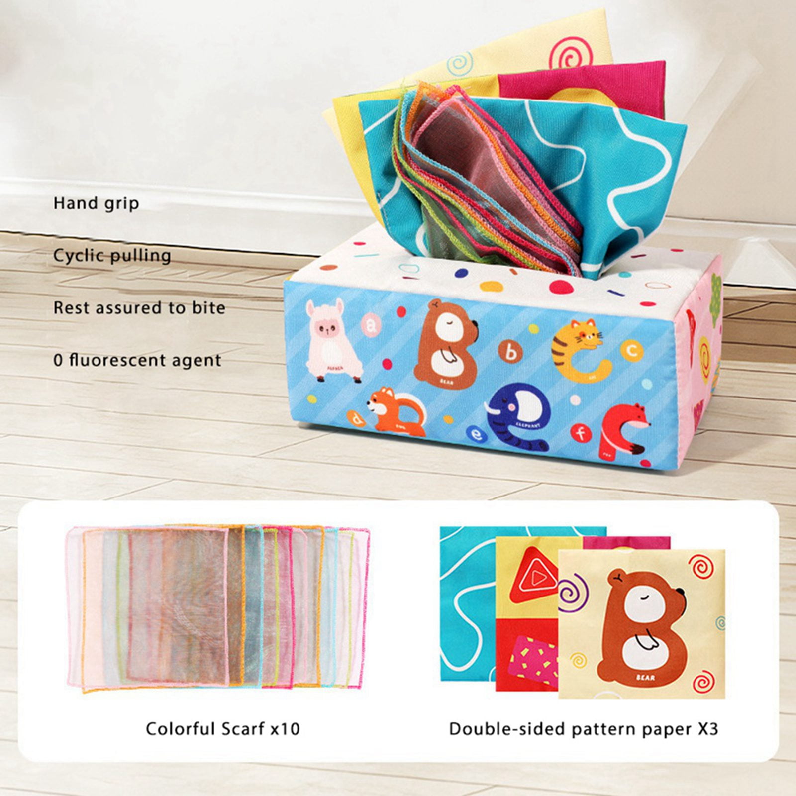 Baby Tissue Box Toy, Montessori Soft Toys for Babies 0-3 Years, Crinkle ...