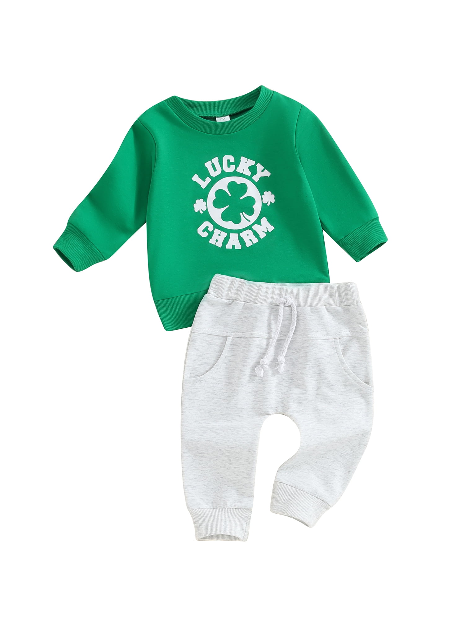 Baby Toddler Boy 2Pcs Irish Outfits 6 12 18 24 Months 2T 3T Long Sleeve Shamrock Letter Print ...
