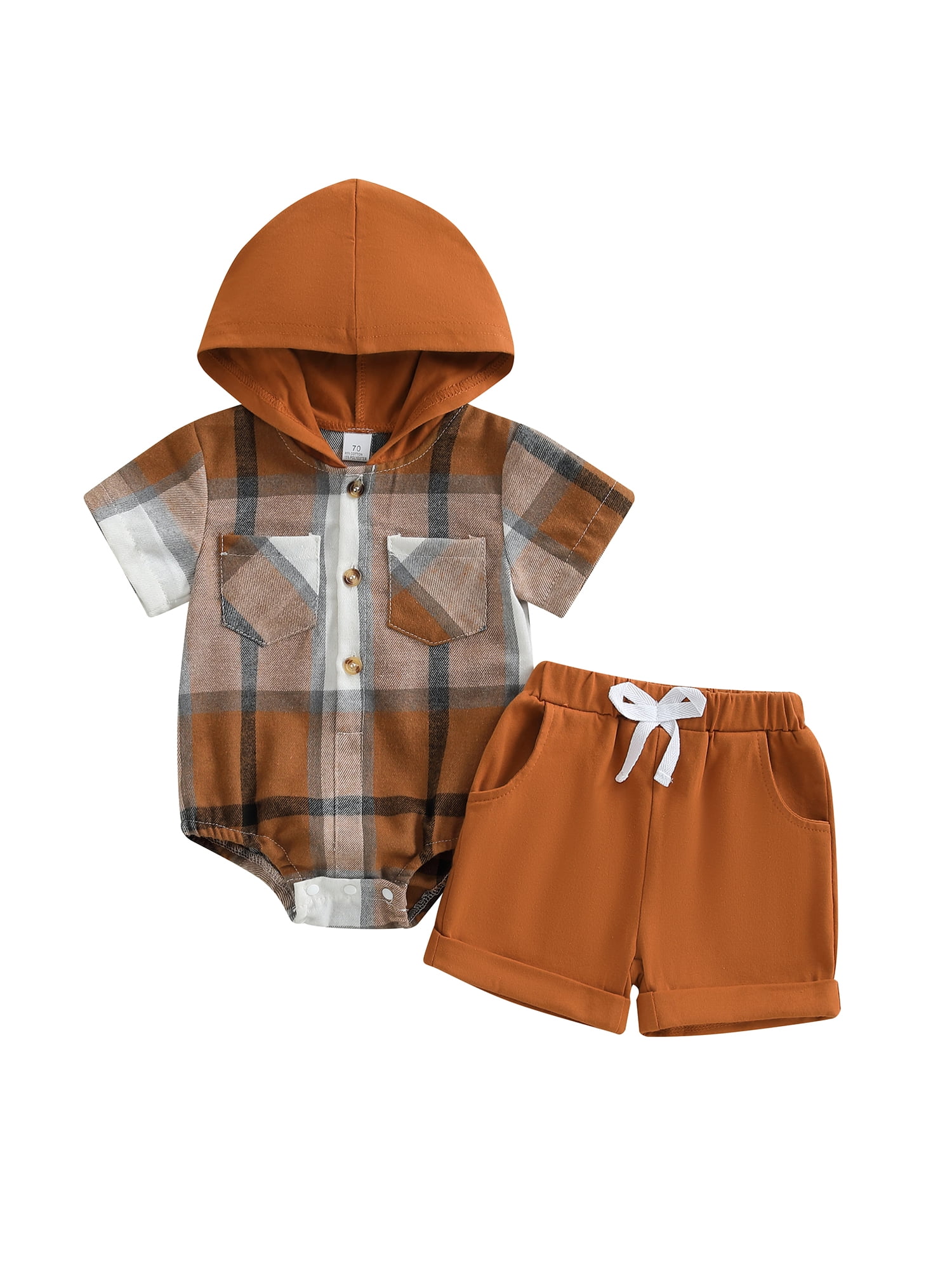 Baby Toddler Boy Summer Outfit 6 12 18 24 Months Plaid Short Sleeve ...