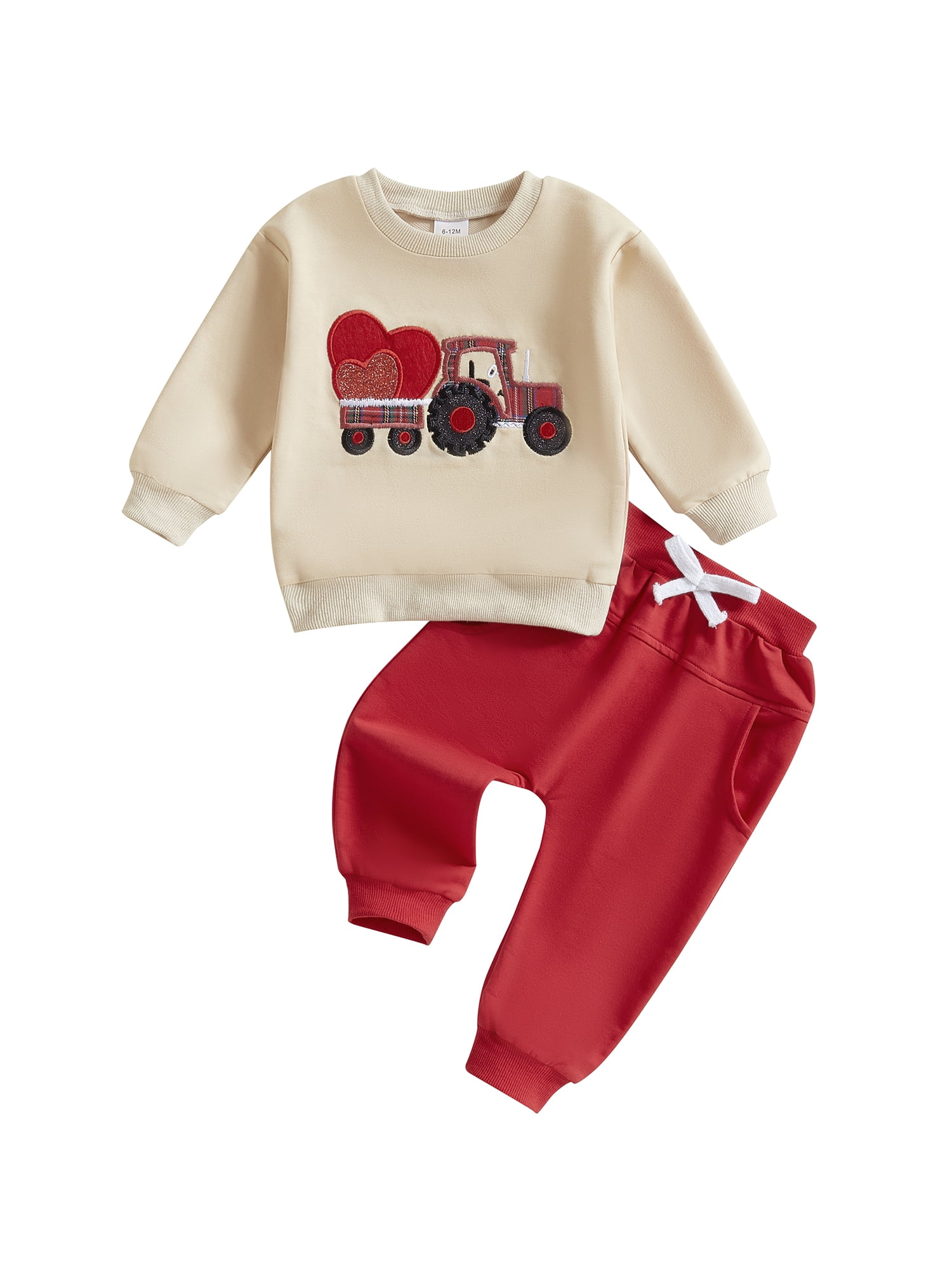 Baby Toddler Boy Valentine’s Day Outfits 6 12 18 24 Months 2T 3T Long Sleeve Truck Embroidery ...