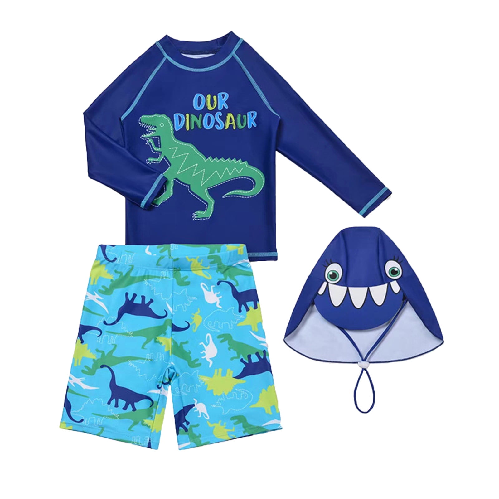 Baby Toddler Boys 3 Pieces Swimsuit Set Long Sleeve Shark Bathing Suit ...