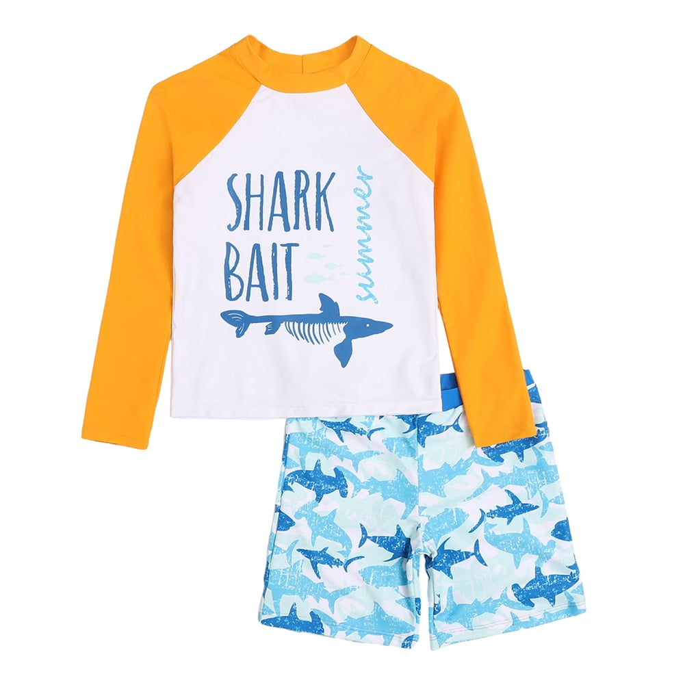Baby Toddler Boys Swimsuit Set Kids Swimwear Shark Patterns Bathing ...