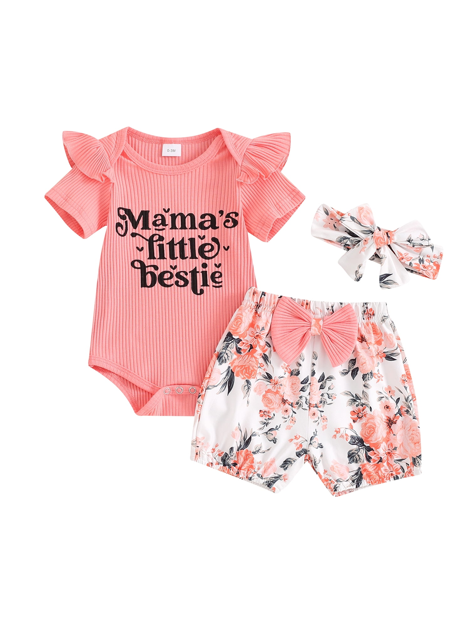 Baby Toddler Girl 3Pcs Summer Romper Clothing Set, 0 3 6 12 18 Months ...